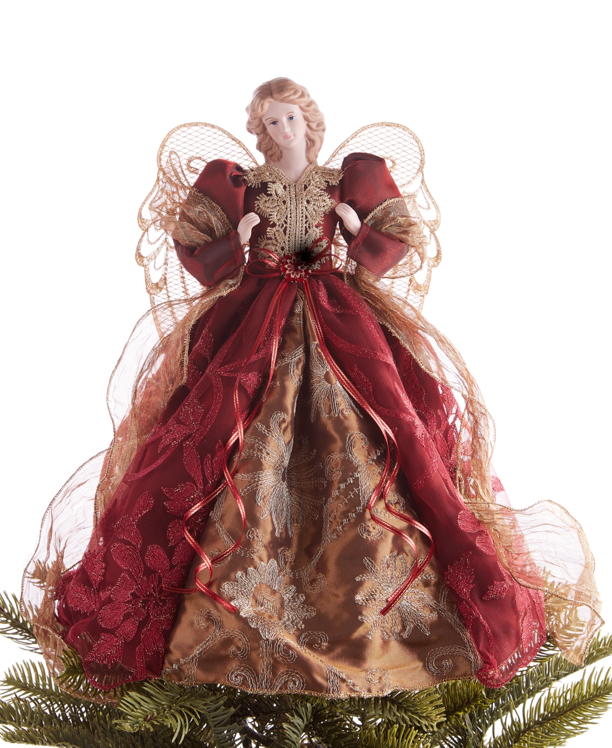 Holiday Lane Gold And Red Angel Tree Topper, Created For Macy's In No ...