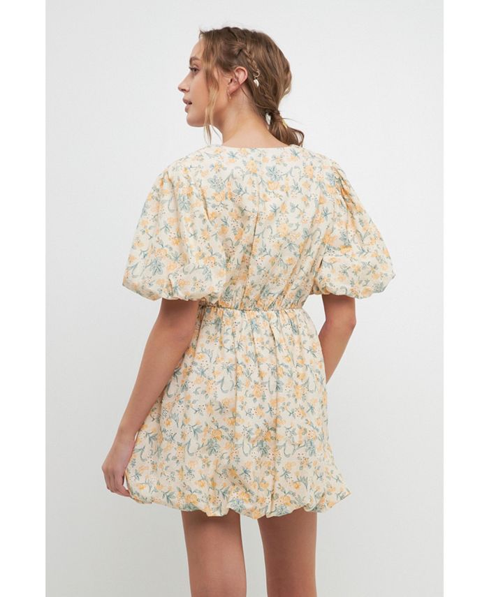 Free the Roses Women's Floral Embroidered Bubble Mini Dress - Macy's