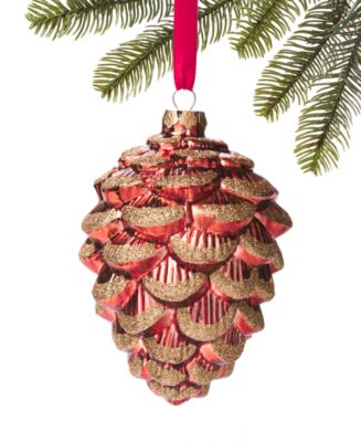 Holiday Lane Spiced Cider Gold Glitter Pinecone Ornament, Created for ...