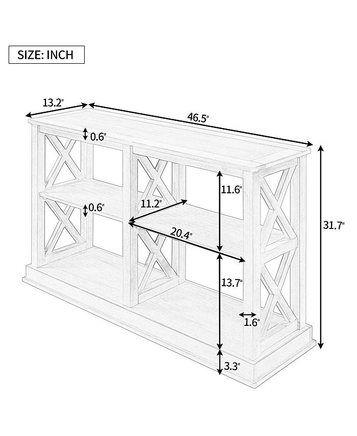 Simplie Fun Console Table With 3-Tier Open Storage Spaces And X Legs ...