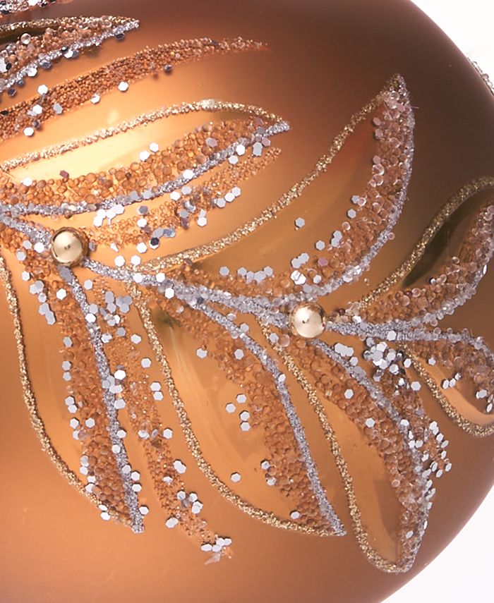 Holiday Lane Spiced Cider Floral Glitter Ball Ornament, Created for ...