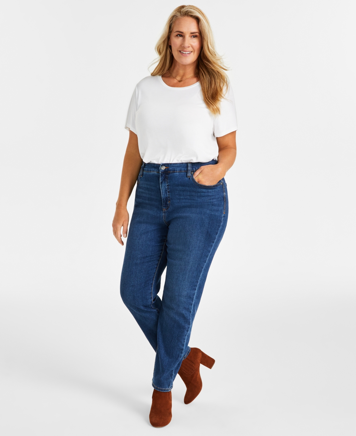 Click here for Style & Co Plus Size High-Rise Straight-Leg Jeans... prices