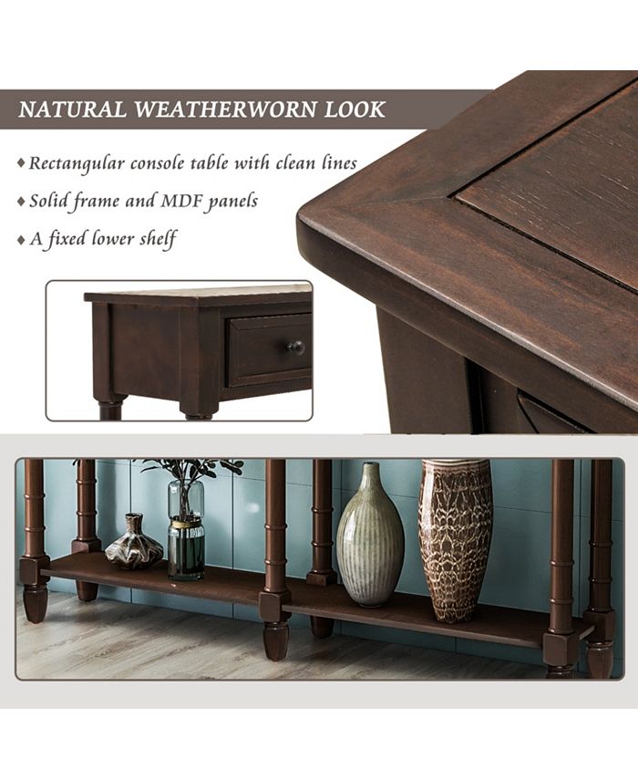 Simplie Fun Console Table Sofa Table Easy Assembly With Two Storage ...