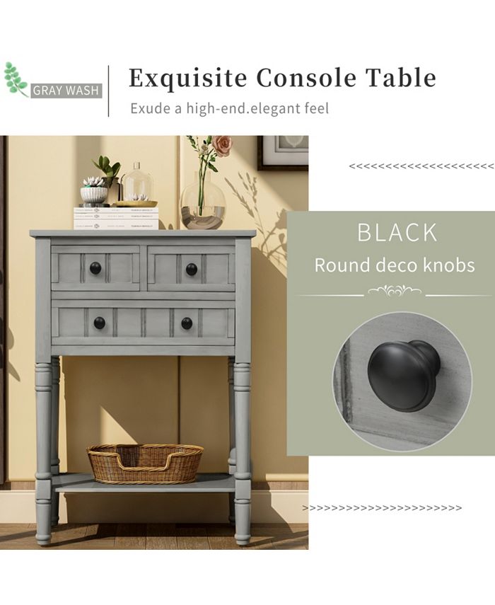 Simplie Fun Narrow Console Table, Slim Sofa Table with Three Storage ...