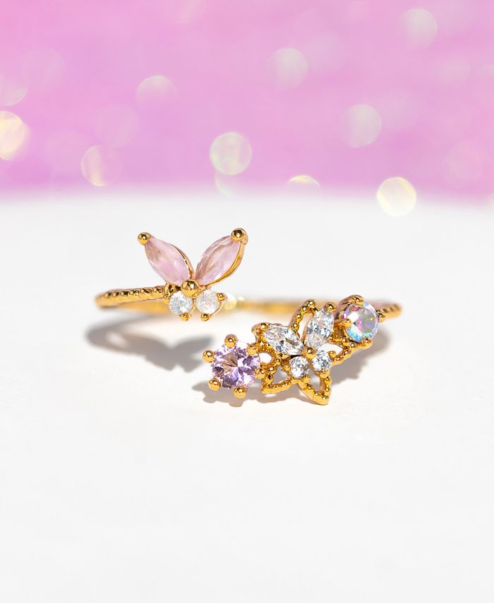 Girls Crew Crystal Pink Precious Moments Butterfly Ring - Macy's
