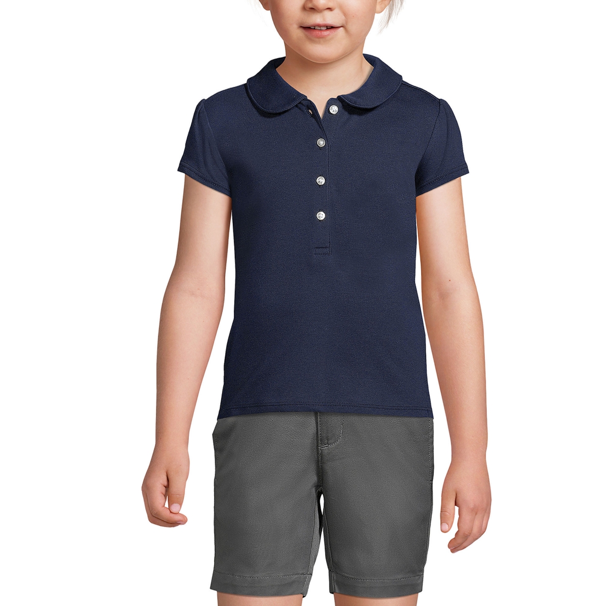 Click here for Lands End Girls Short Sleeve Peter Pan Collar Polo... prices