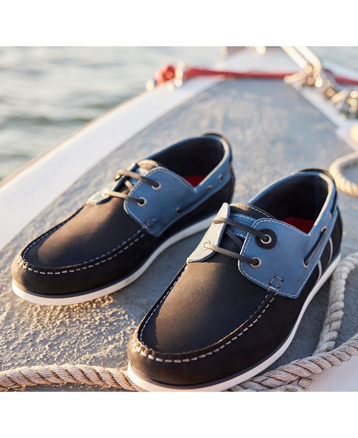 Barbour Men's Leather & Suede Wake 2-Eye Boat Shoes - Macy's