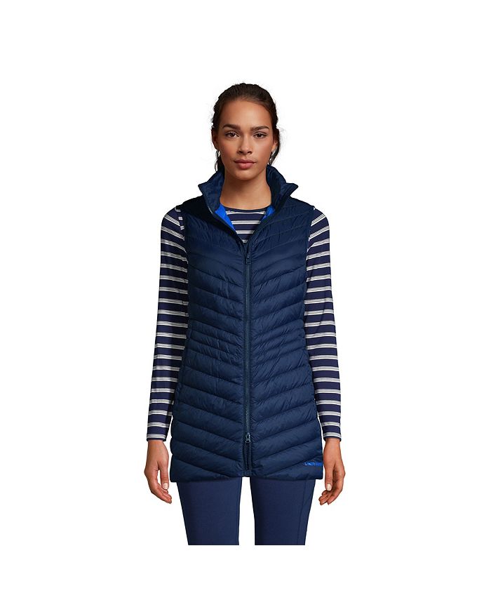 Lands' End Petite Wanderweight Ultralight Packable Long Down Vest - Macy's