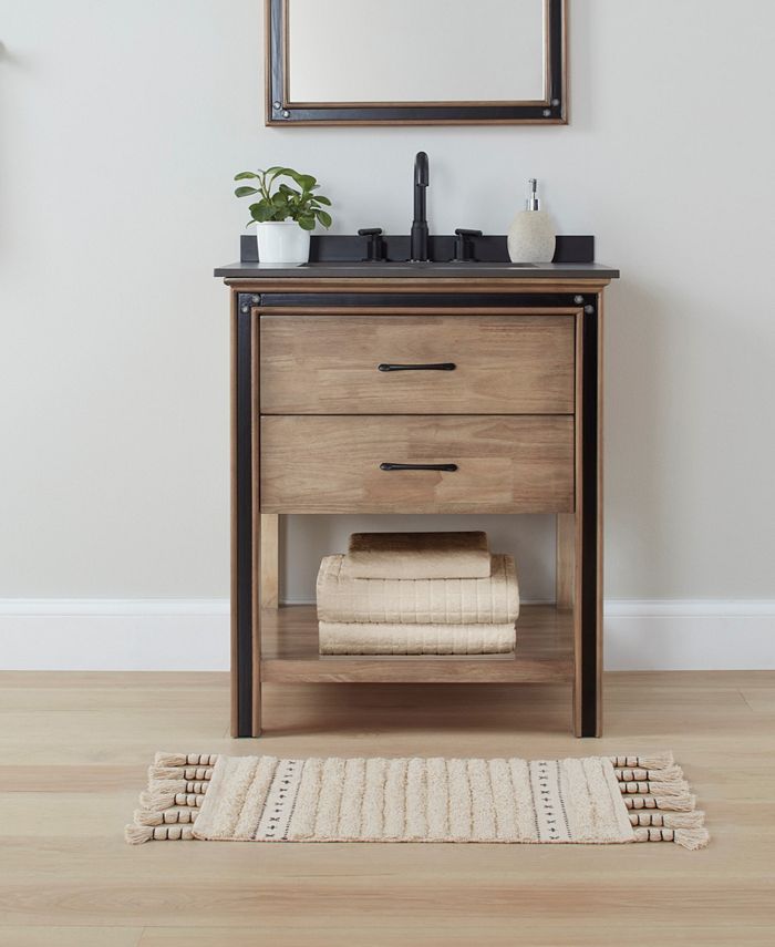 Lucky Brand Overtufted Cotton Fringe Bath Rug, 17" x 32" - Macy's