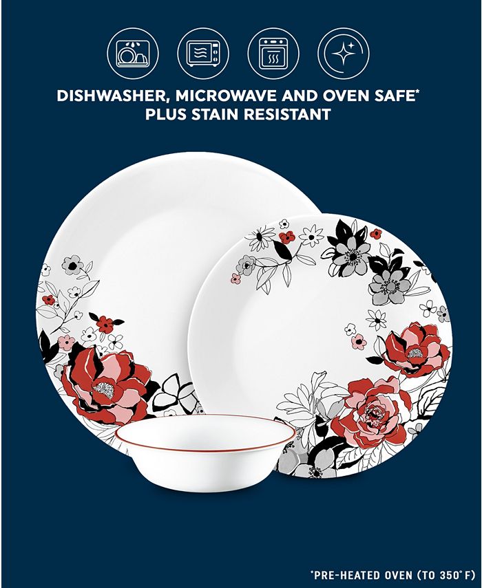 Corelle Vitrelle Chelsea Rose 12 Pc. Dinnerware Set, Service for 4 - Macy's