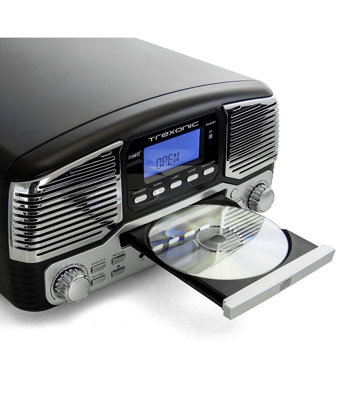 Trexonic Retro Wireless Bluetooth Record and CD Player - Macy's