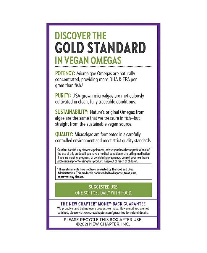 New Chapter Omega-3 Complex - Plant-Based DHA & EPA 460mg per Serving ...
