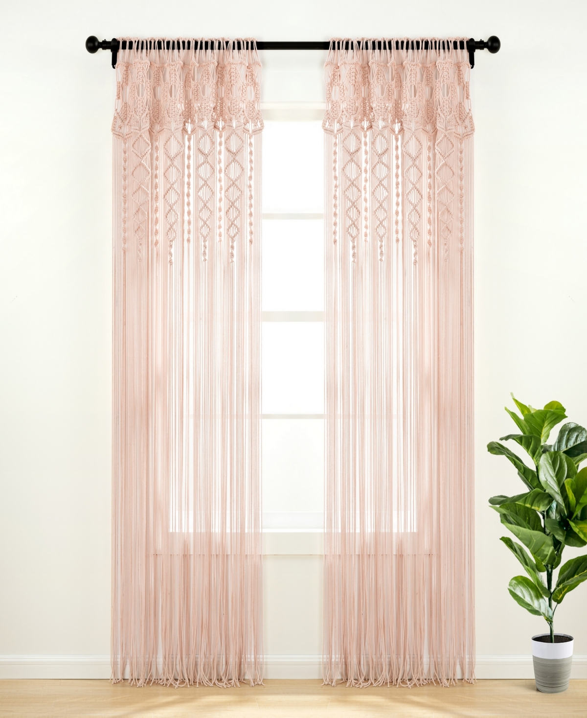 Click here for Lush Decor Boho Macrame Textured Cotton Window Cur... prices