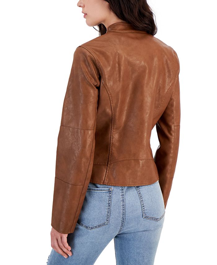 Maralyn & Me Juniors' Faux-Leather Long-Sleeve Moto Jacket - Macy's