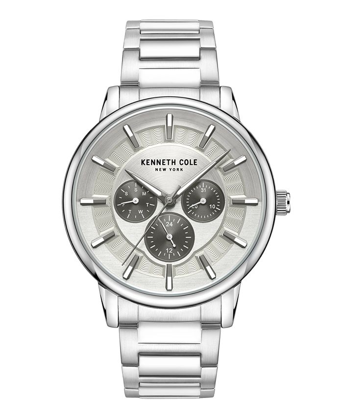 Kenneth Cole New York Men's Multifunction Dress Sport Silver-Tone ...