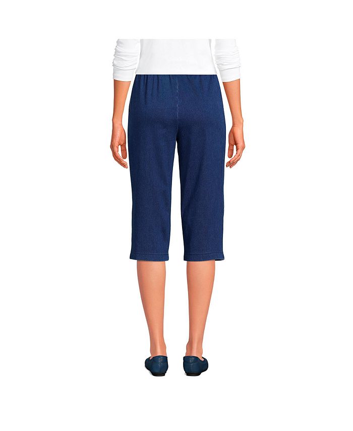 Lands' End Petite Sport Knit Denim High Rise Elastic Waist Pull On ...