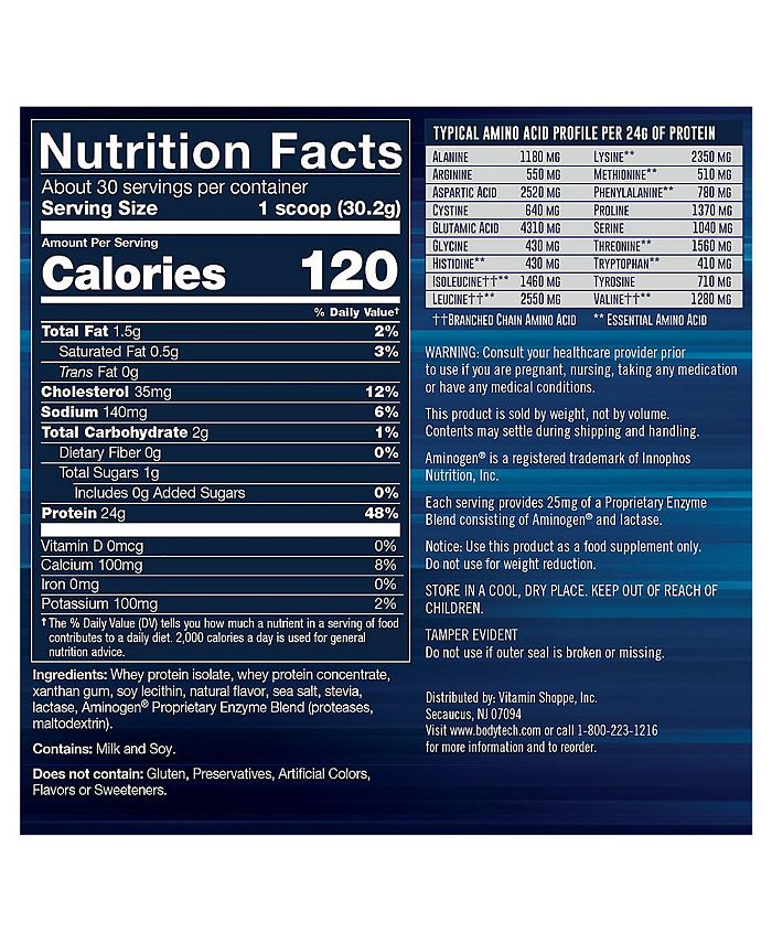 BodyTech Naturally Flavored Whey Tech Pro 24 Whey Protein Isolate ...