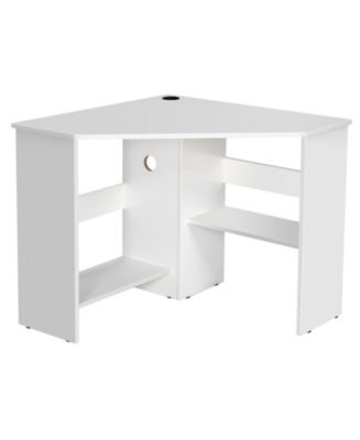 Costway Corner Computer Desk Triangle Writing Workstation w/ Storage ...