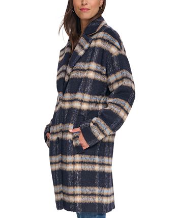 Tommy Hilfiger Women's Single-Breasted Plaid Notch-Neck Coat - Macy's