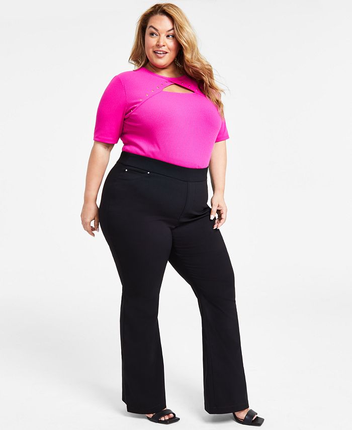 I.N.C. International Concepts Plus Size High Rise Flared Pants, Created ...