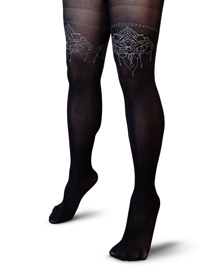 LECHERY Women's European Made Lotus Floral Tights - Macy's