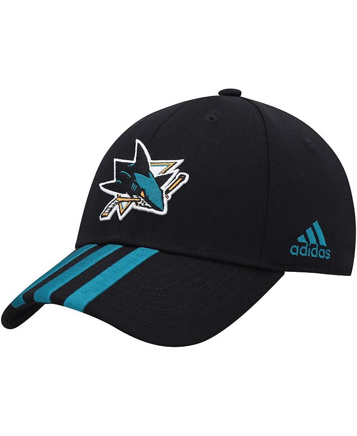 adidas Men's Black San Jose Sharks Locker Room Three Stripe Adjustable ...
