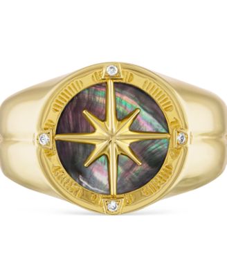 Bulova Men's Marine Star Diamond Accent Ring in 14k Gold - Macy's
