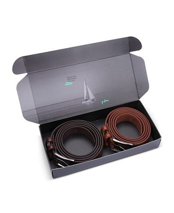 Mio Marino Men's Dual Loop Leather Belt, 2 pack - Macy's