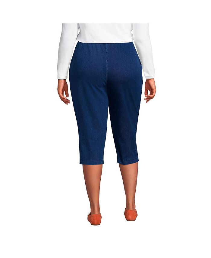 Lands' End Plus Size Sport Knit Denim High Rise Elastic Waist Pull On ...