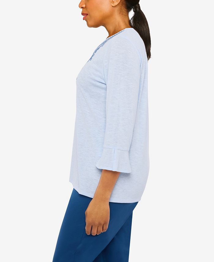 Alfred Dunner Women's Scenic Drive Split Neck Medallion Embroidery Mini ...