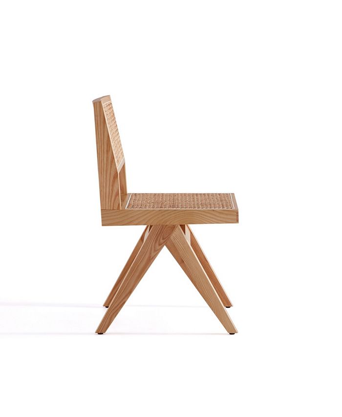 Manhattan Comfort Hamlet 4-Piece Ash Wood and Natural Cane Rectangular ...