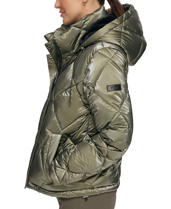 DKNY Women's Diamond Quilted Hooded Puffer Coat - Macy's