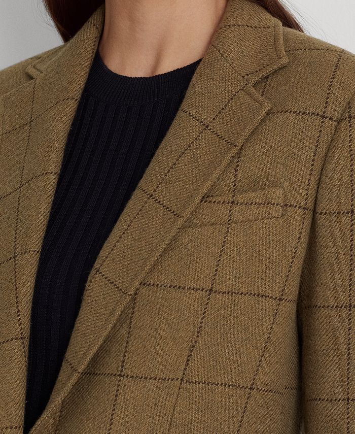 Lauren Ralph Lauren Women's Windowpane Linen-Blend Twill Blazer - Macy's