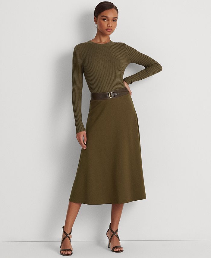 Lauren Ralph Lauren Women's Buckle-Trim Ponte A-Line Skirt - Macy's