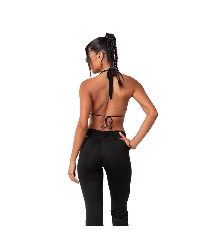 Edikted Women's Halter Crop Top With Front Draping And Open Back - Macy's