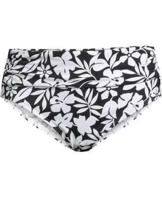 Lands' End Women's Fold Over Mid Waist Bikini Swim Bottoms - Macy's
