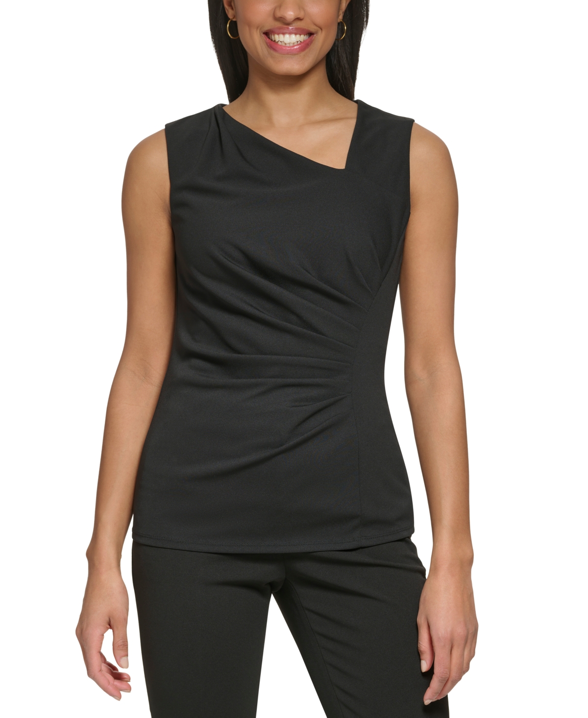 Click here for Dkny Petite Asymmetrical Neckline Sleeveless Top... prices