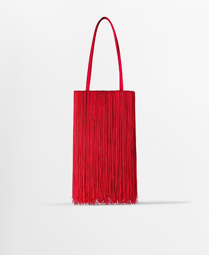 MANGO Women's Satin Fringed Handbag - Macy's