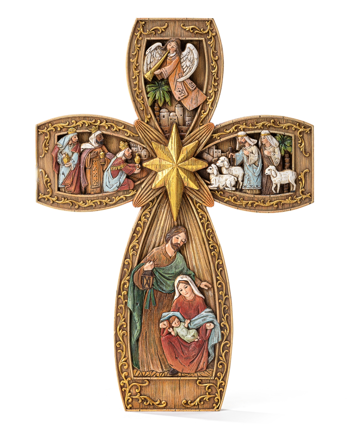 Click here for Napco Ornate Gold-Tone Cross with Holy Family with... prices
