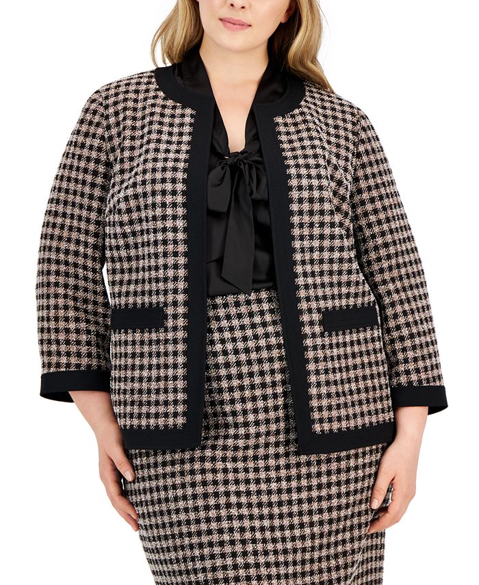 Kasper Plus Size Tweed Open Front Jacket - Macy's