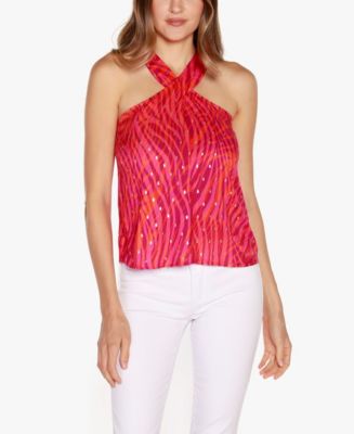Belldini Black Label Women's Foil-Print Halter Top - Macy's