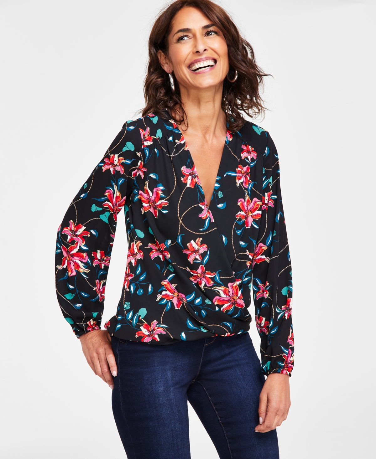 Inc International Concepts Women's Printed Surplice Top, Created For ...