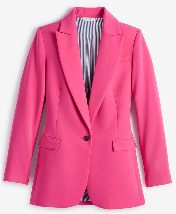 On 34th Women's Solid One-Button Boyfriend Blazer, Created for Macy's ...