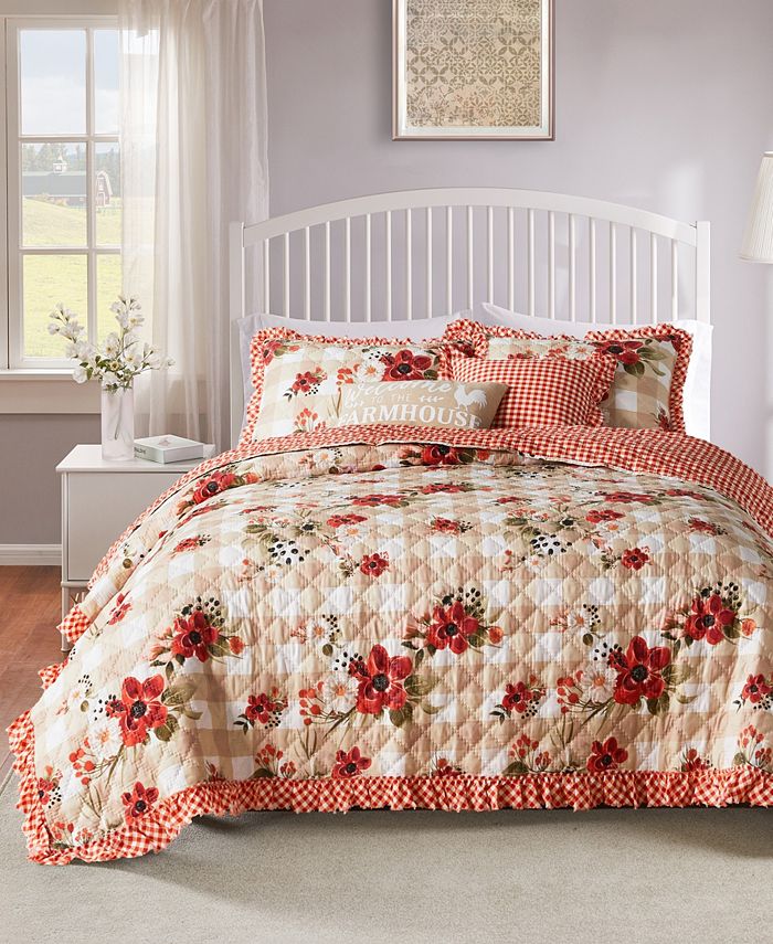 Greenland Home Fashions Wheatly Traditional Ruffled 2 Piece Quilt Set ...