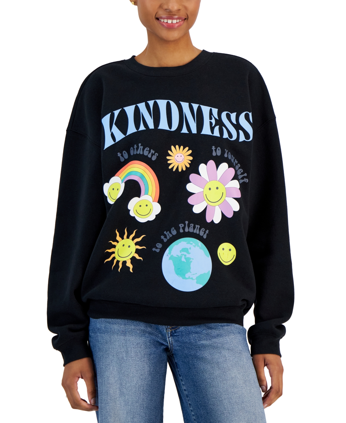 Grayson Threads Black Juniors' Kindness Pullover Sweatshirt In Black ...