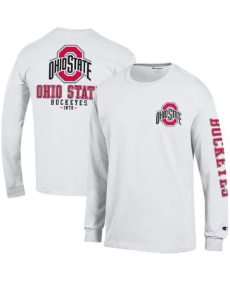 Men's Champion White Ohio State Buckeyes Team Stack 3-Hit Long Sleeve T ...
