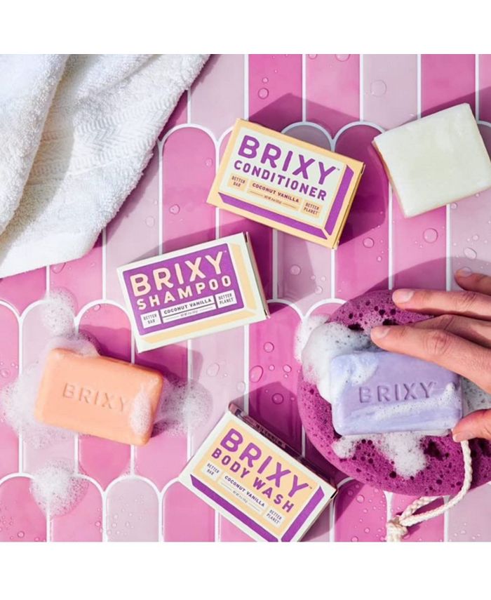 BRIXY Coconut Vanilla Starter Set - Shampoo Bar, Conditioner Bar, and Body Wash Bar - Macy's