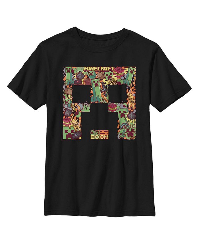 Microsoft Boy's Minecraft Creeper Collage Child T-Shirt - Macy's