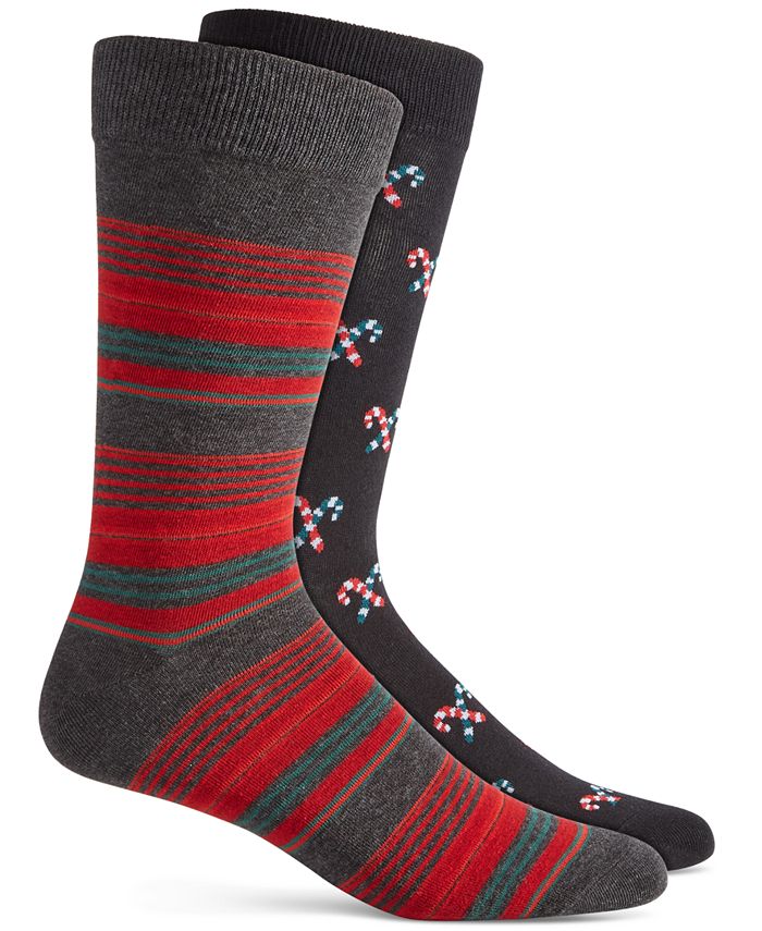Club Room Men's Holiday Candy Cane & Striped Socks - 2 pk., Created for ...
