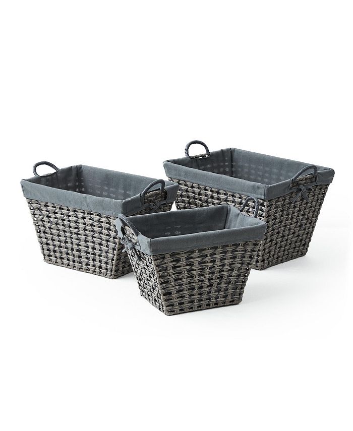 Baum 3 Piece Tapered Rectangular Storage Set in Open Weave with Ear ...